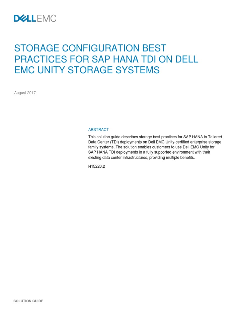 h15220 Storage Config Best Practices Sap Hana Tdi Unity SG | PDF | File System | Solid State Drive