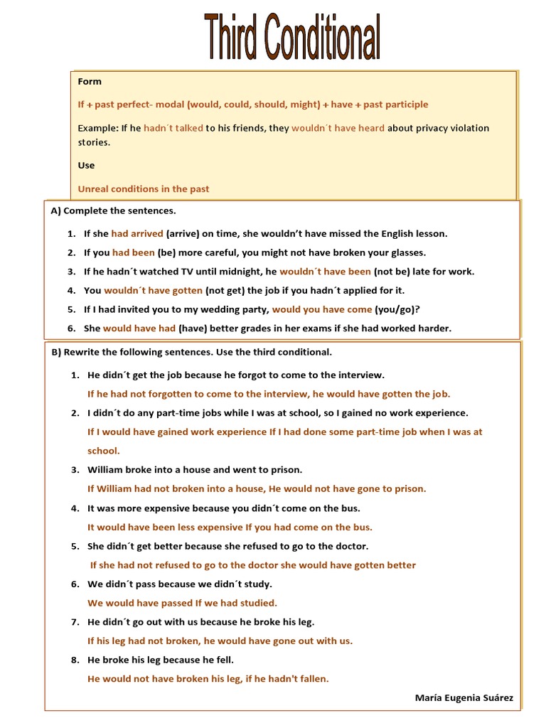 Third Conditional Activity 1 | PDF
