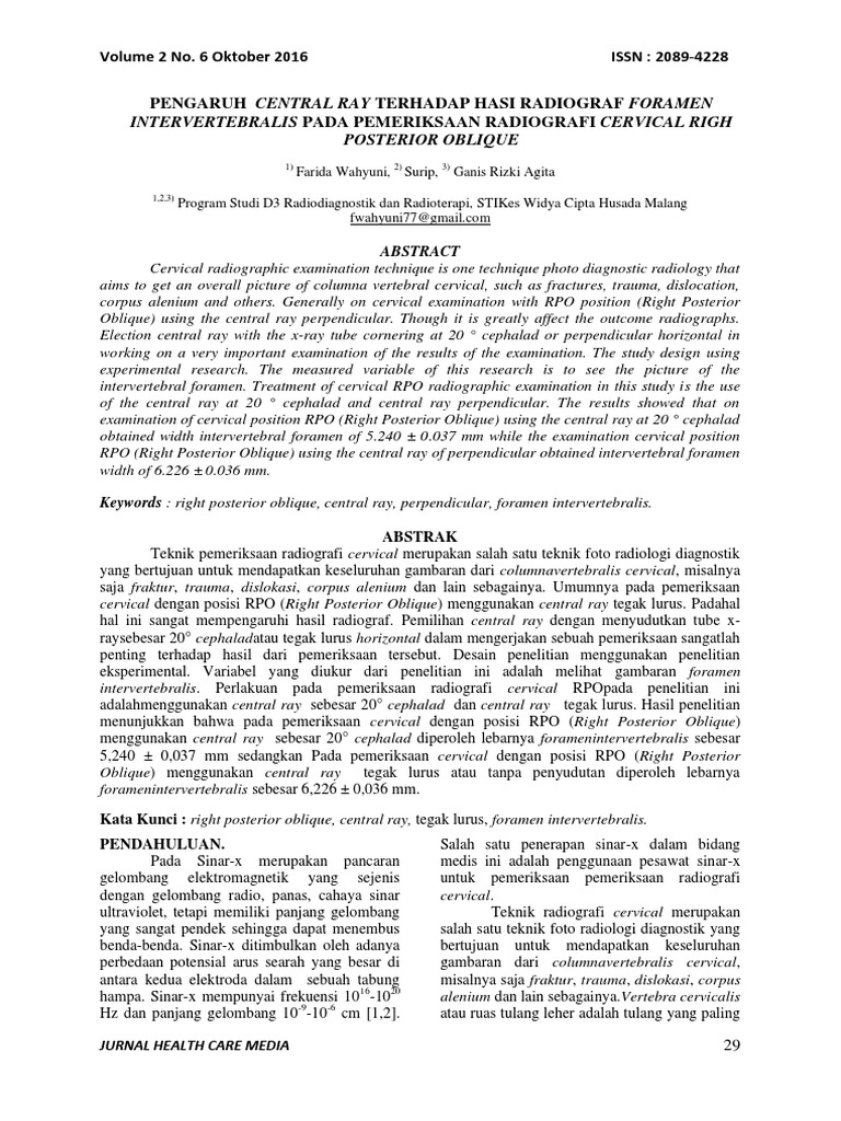 Pengaruh Central Ray pada Radiografi Cervical | PDF