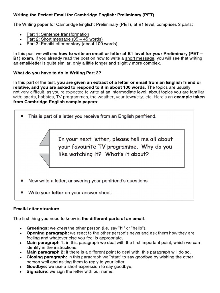 Writing The Perfect Email For Cambridge English | PDF | Human ...