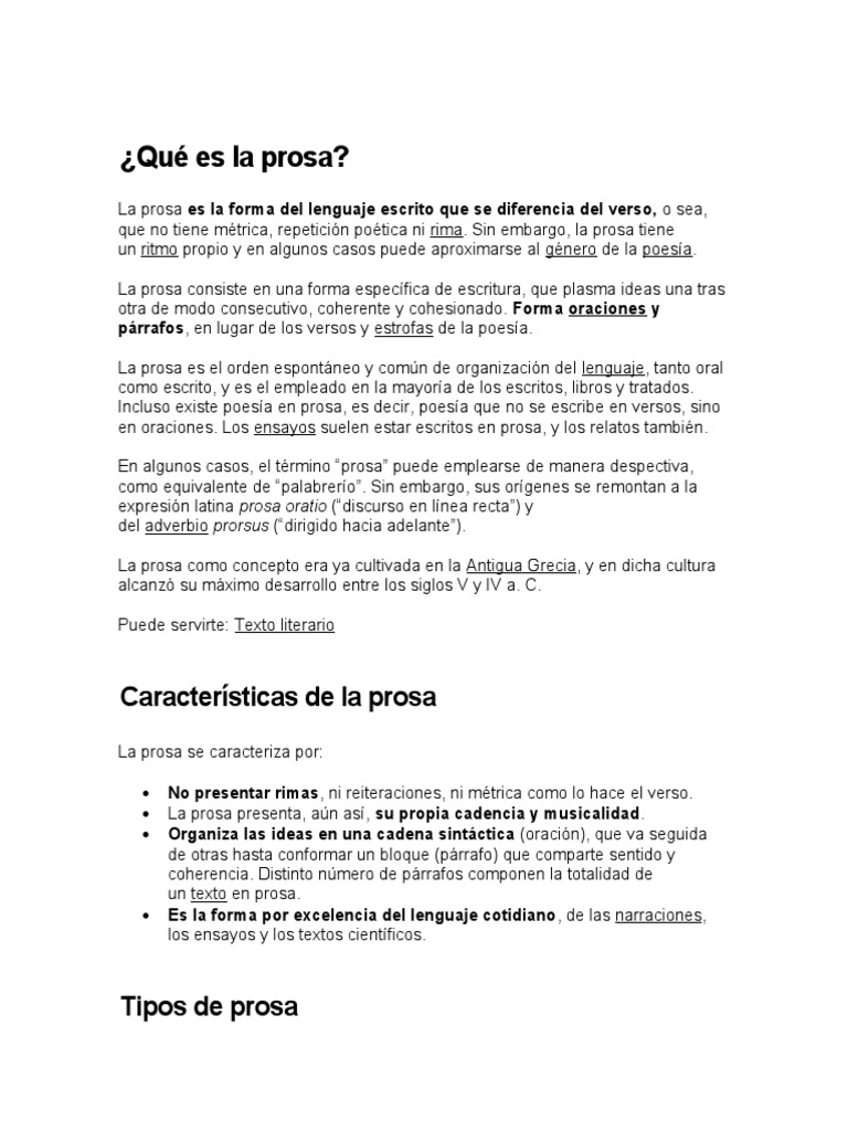 Qué es la prosa | PDF | Prosa | Poesía