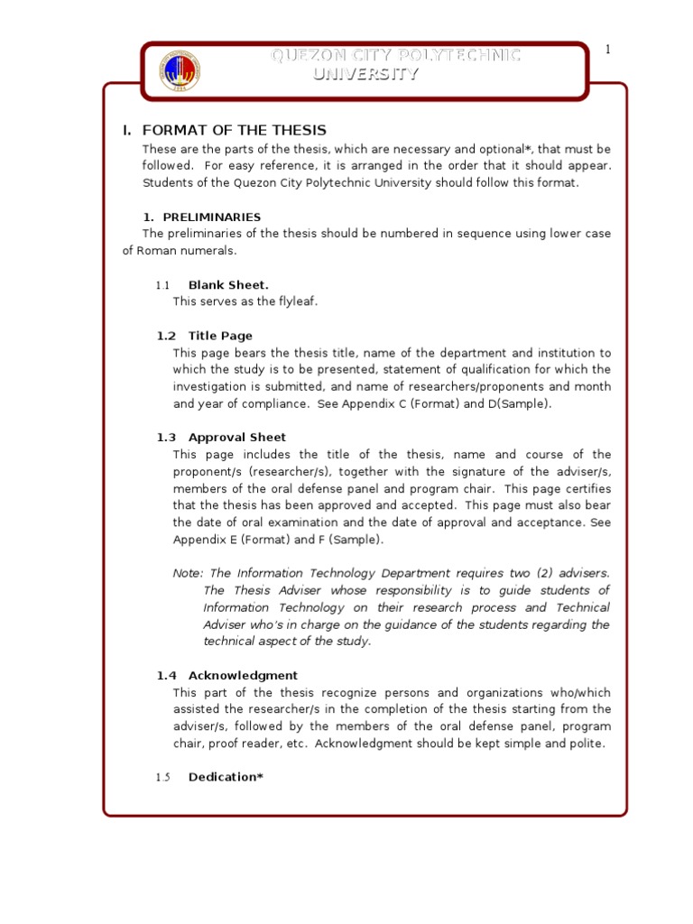 Guidelines For Undergraduate Thesis Format & Appendices | PDF | Thesis ...