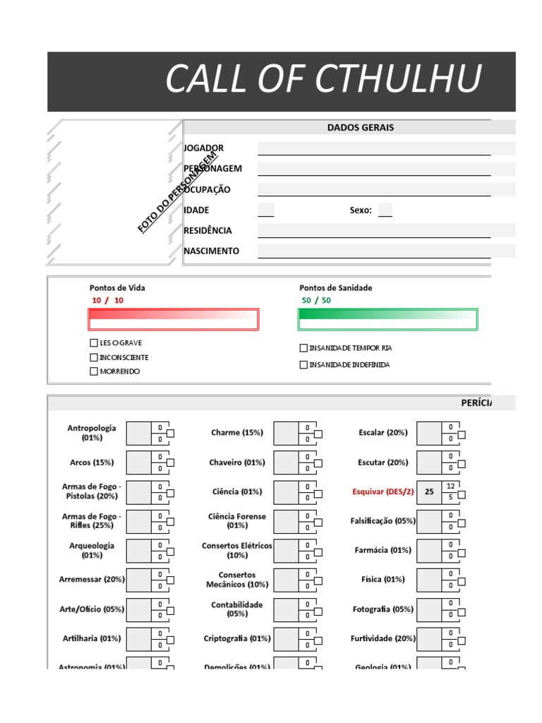 Ficha CoC Will | PDF | Armamento | Science