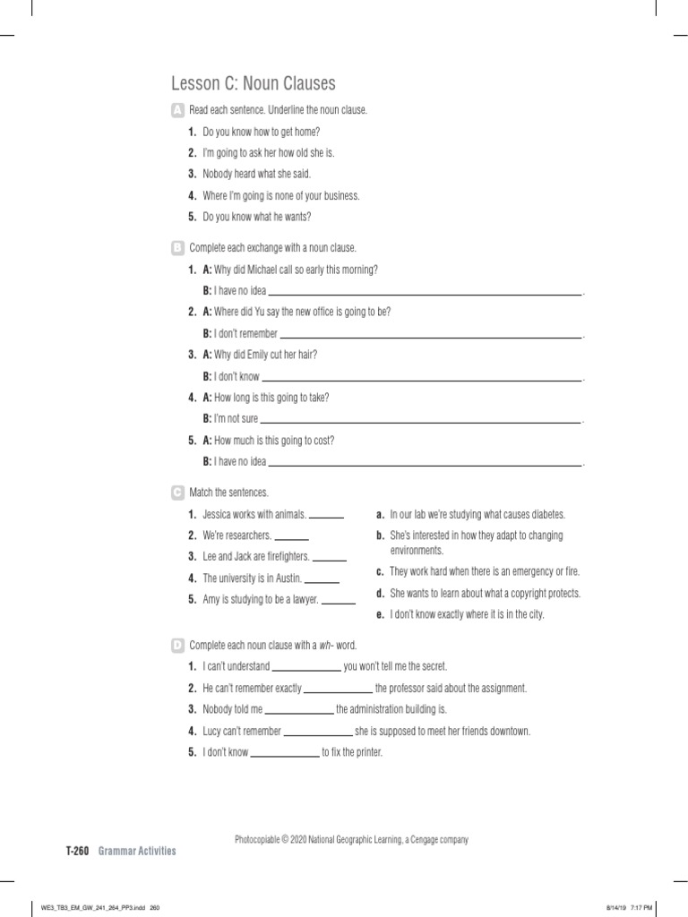 World English 3e Level 3 Grammar Activities Unit 10 Lesson C | PDF | Clause | Language Mechanics