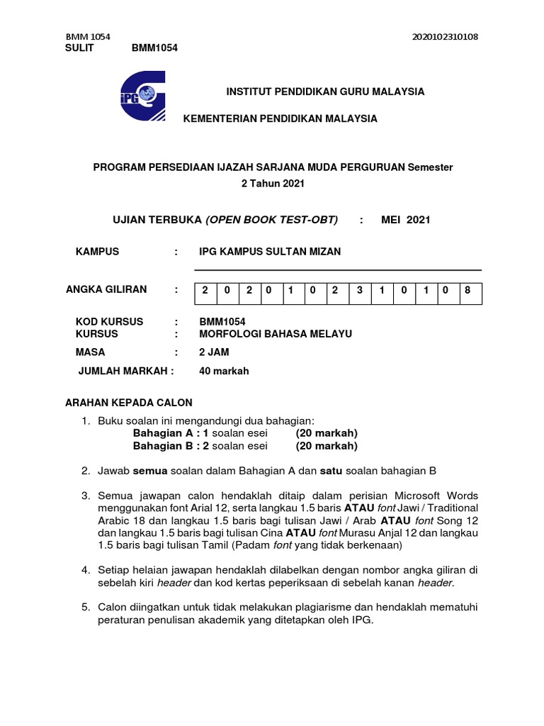 25 - BMM1054 Morfologi Bahasa Melayu | PDF
