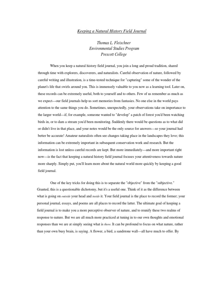 How To Take Field Notes | PDF | Science | Nature