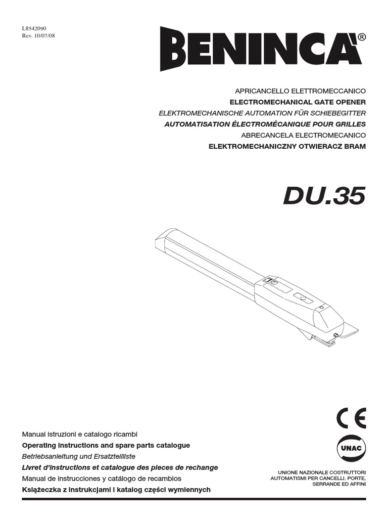 Beninca DU.35 Manual | PDF