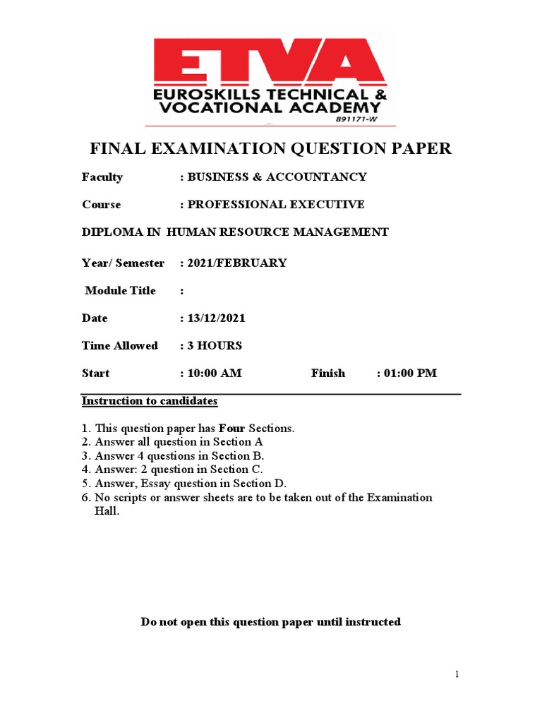 Human Resource Management Old Questions | PDF | Performance Appraisal ...