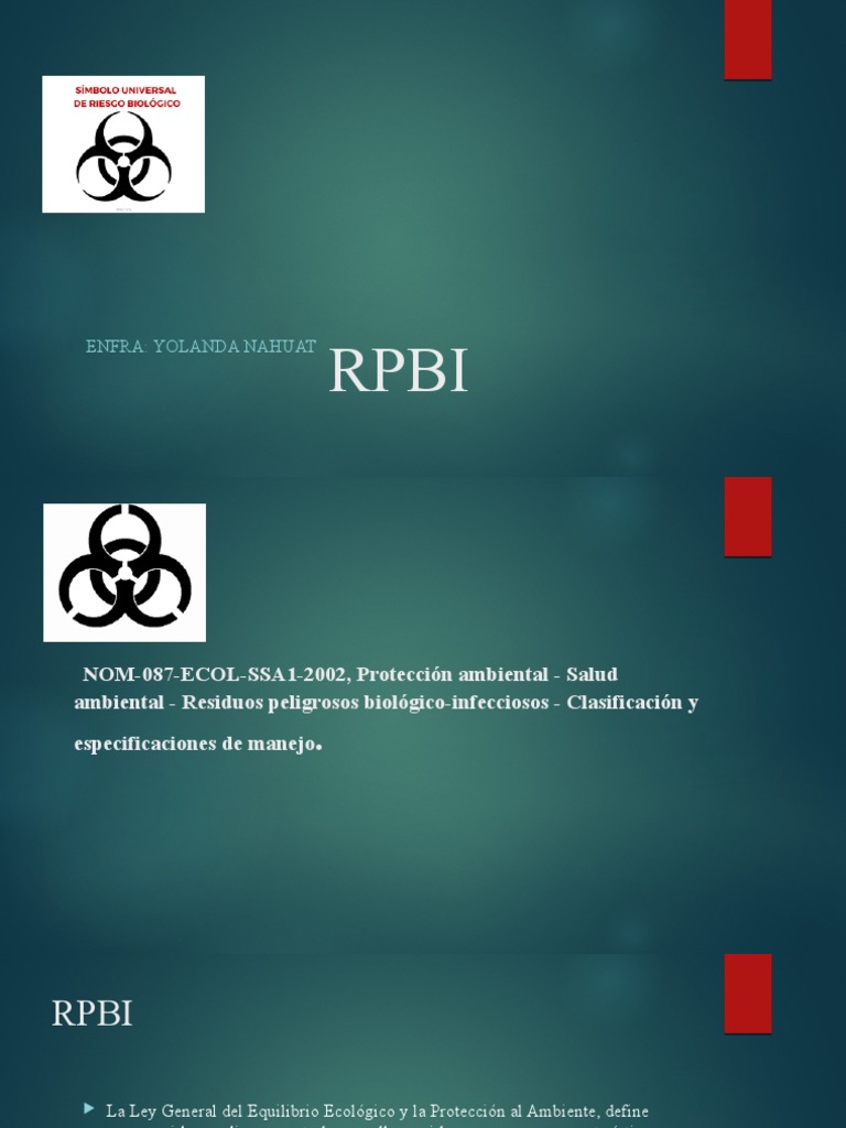 RPBI Presentacion | PDF | Residuos | Salud pública