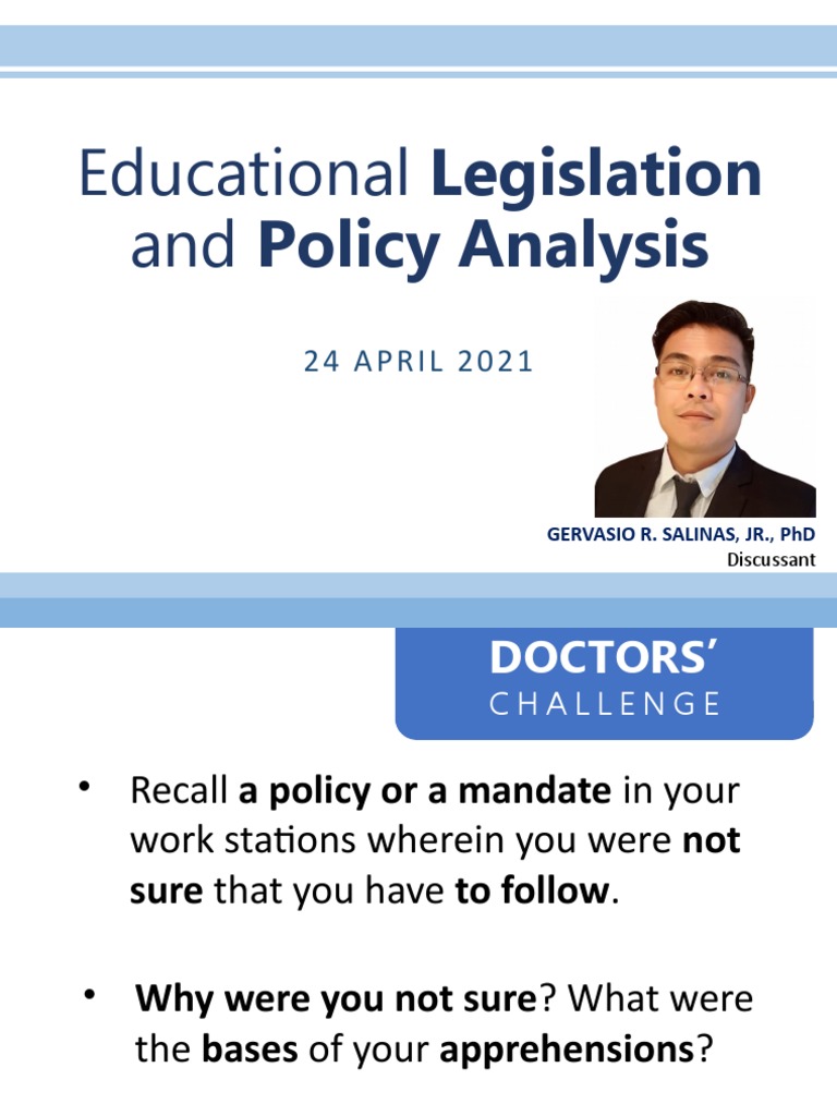 Educational Legislation and Policy Analysis | PDF | Bill (Law) | Policy ...