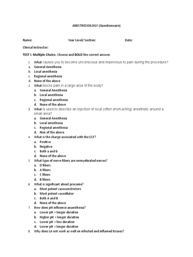 Anesthesia MCQs and Answers Guide | PDF | Anesthesia | Tooth Enamel