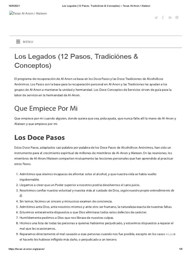 Los Legados (12 Pasos, Tradiciónes & Conceptos) - Texas Al-Anon - Alateen | PDF | Programa de ...