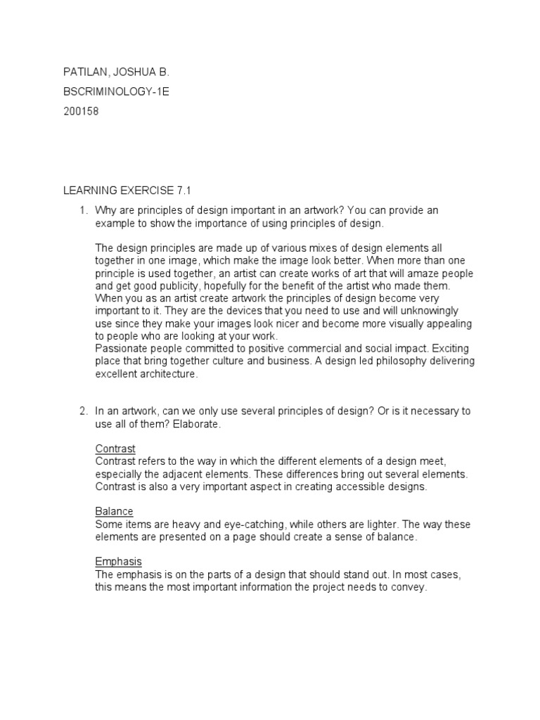 Artapp Learning Exercise 7 | PDF | Pattern | Composition (Visual Arts)