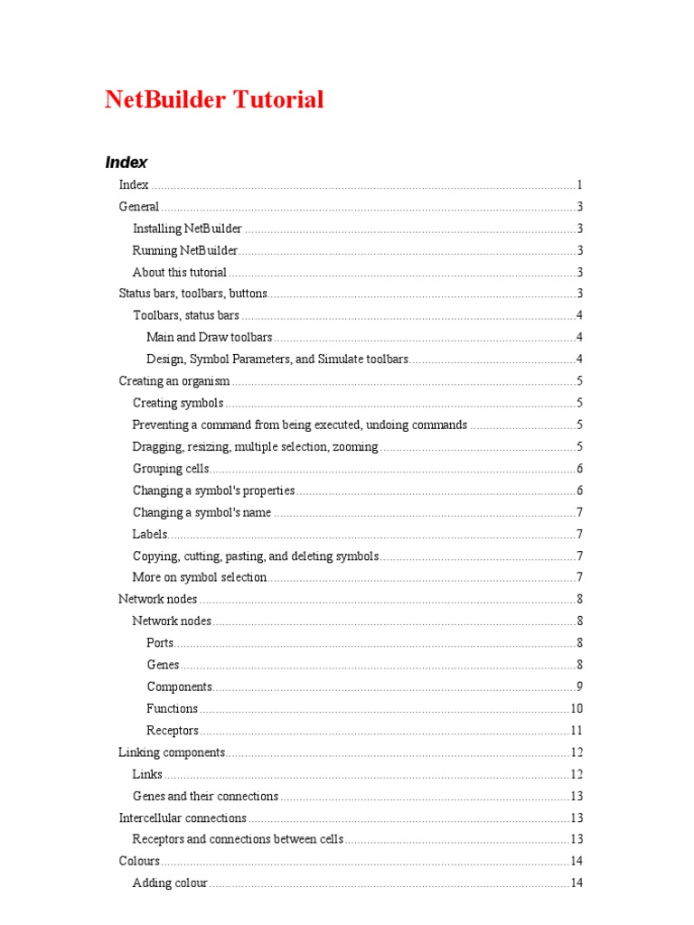 Netbuilder Tutorial: Index | PDF | Cell Signaling | Biology