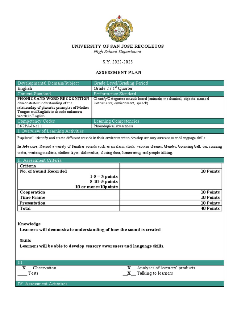 Developmental Domain/Subject Grade Level/Grading Period Content ...