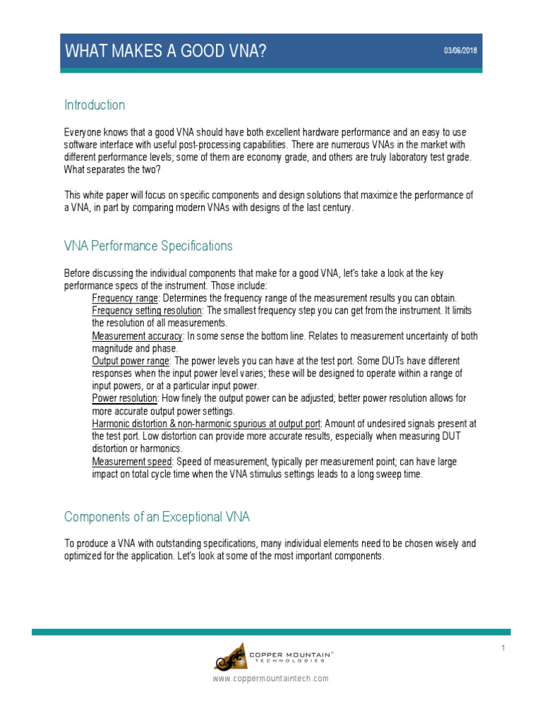 What Makes A Good VNA | PDF | Telecommunications Engineering | Computing
