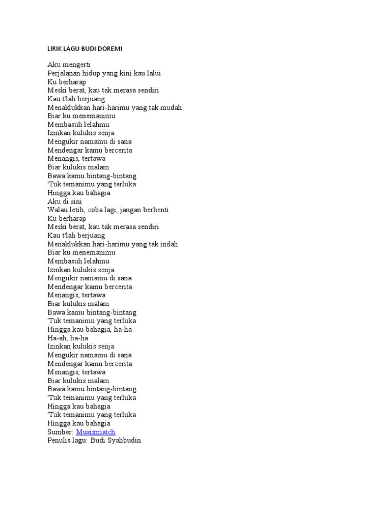Lirik Lagu Budi Doremi | PDF