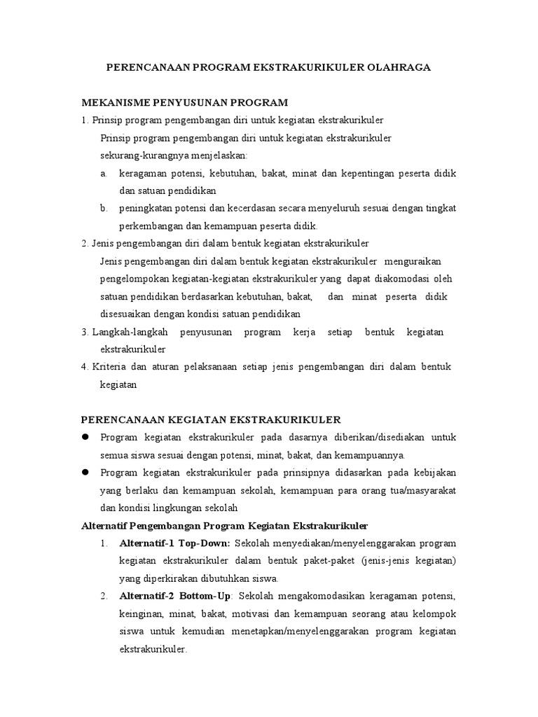 Perencanaan Program Ekstrakurikuler Olahraga | PDF | Karier & Perkembangan | Bisnis