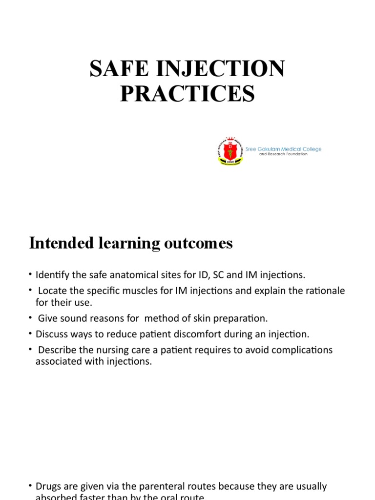 Safe Injection Practices | PDF | Injection (Medicine) | Medical Treatments