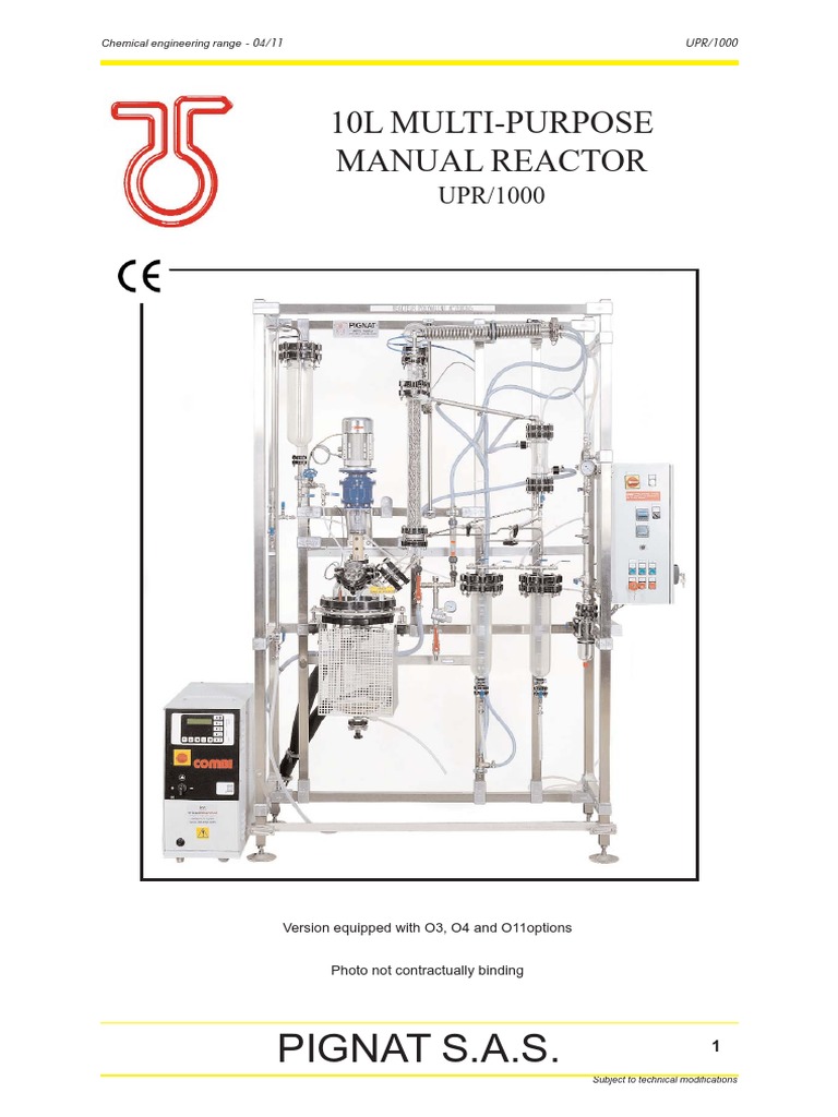 Pignat S.A.S.: 10L Multi-Purpose Manual Reactor | PDF | Distillation ...