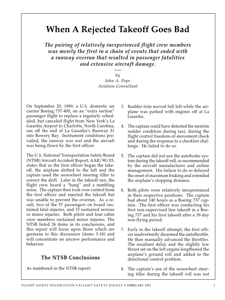 When A Rejected Takeoff Goes Bad: by John A. Pope Aviation Consultant ...