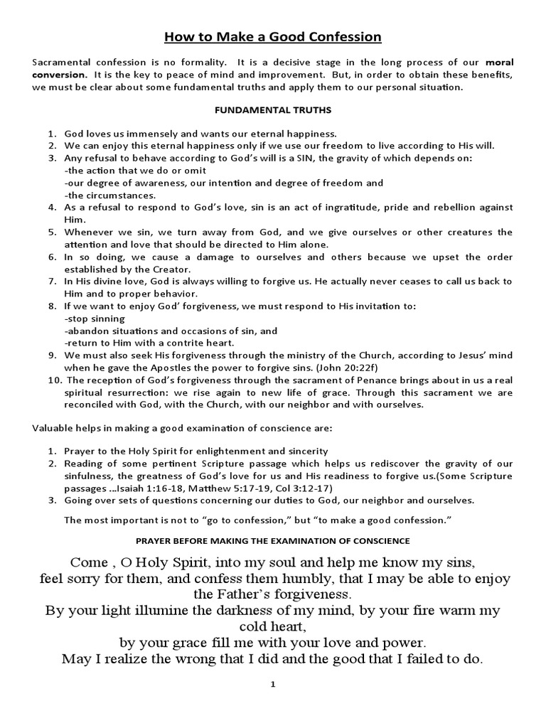 Guide To The Examination of Conscience For Confession in Filipino | PDF ...