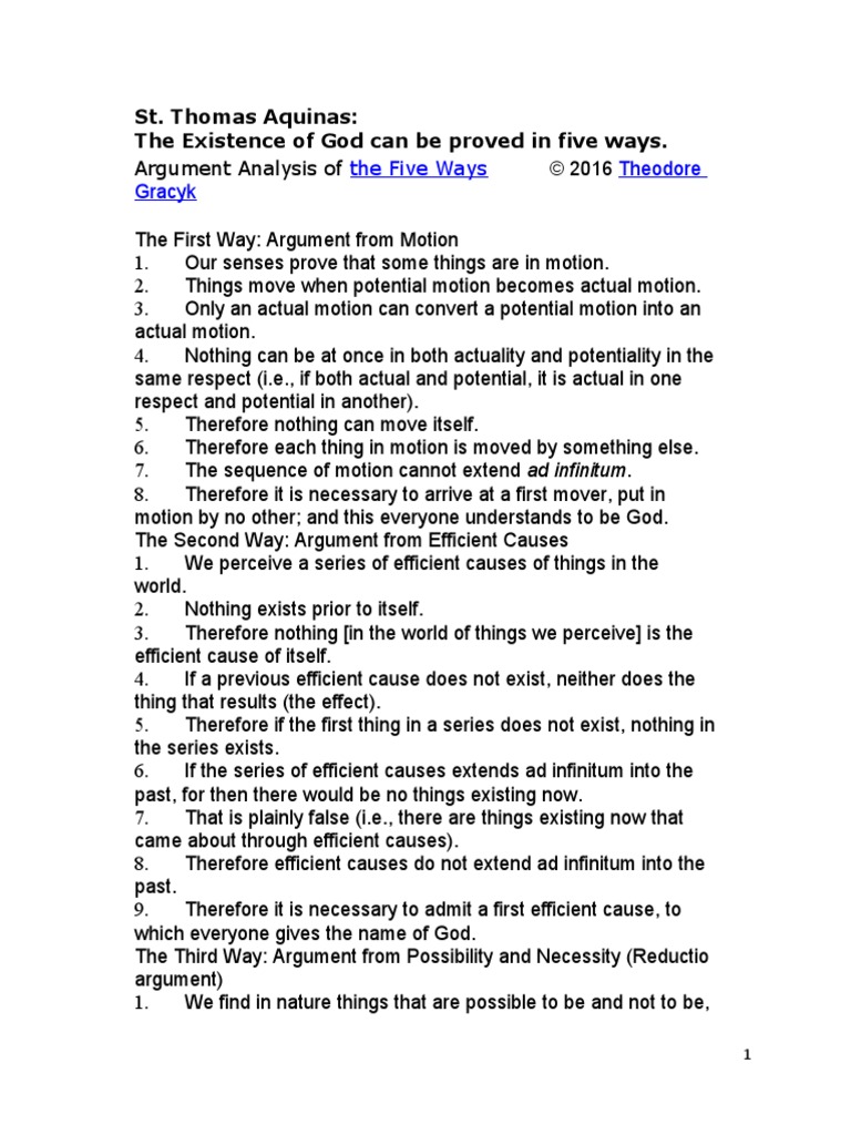 Aquinas' Five Ways to Prove God | PDF | Philosophical Theories ...