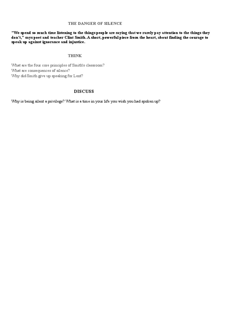 The Danger of Silence | PDF