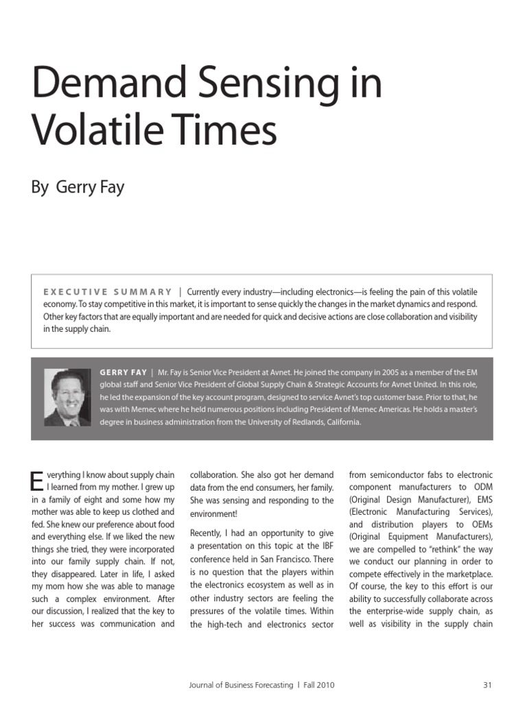 Demand Sensing in Volatile Times | Download Free PDF | Supply Chain ...