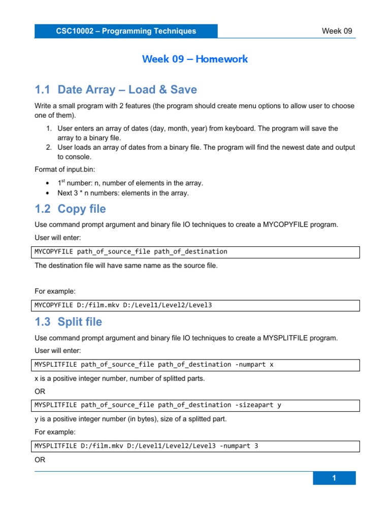 Week09-Homework-Binary File | PDF