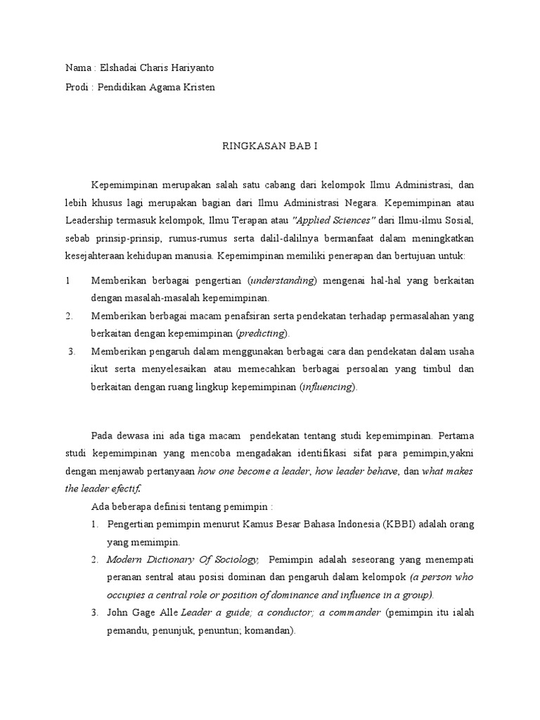 Ringkasan BAB 1 (ELSHA) | PDF | Pengembangan Diri