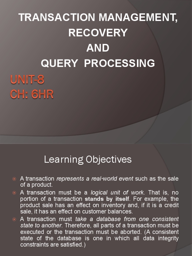 CH8 Slide | PDF | Database Transaction | Databases