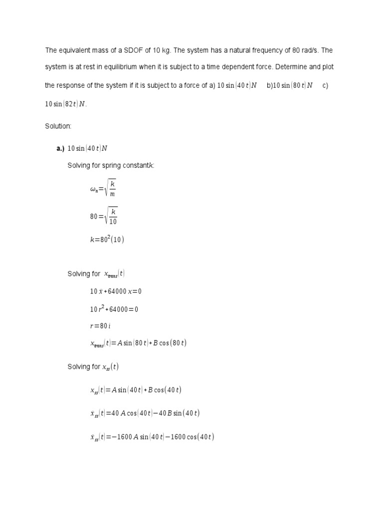 The Equivalent Mass of A SDOF of 10 KG | PDF | Applied Mathematics ...