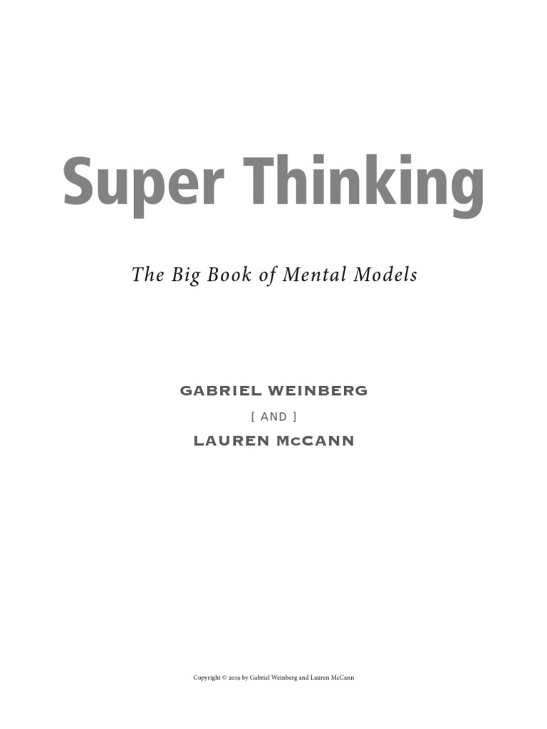 Super Thinking - The Big Book of Mental Models | PDF