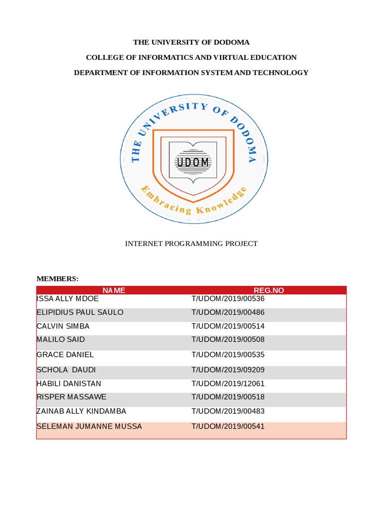The University of Dodoma College of Informatics and Virtual Education ...