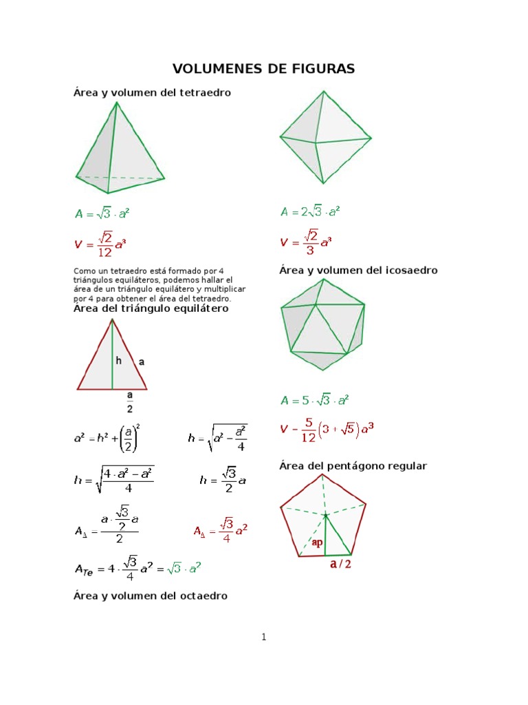 Volumen y Area de Figuras Geometricas | PDF | Tetraedro | Politopos