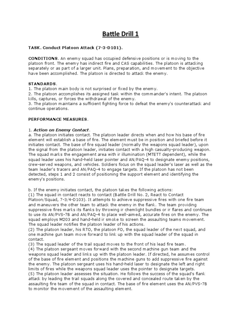 Battle Drills 1-8 | PDF | Platoon | Trench Warfare