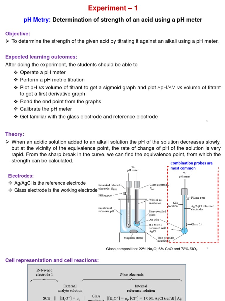 Experiment - 1: Determination of Strength of An Acid Using A PH Meter ...