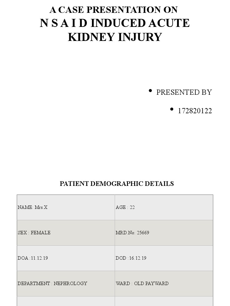 NSAID-Induced AKI Case Study | PDF | Chronic Kidney Disease ...