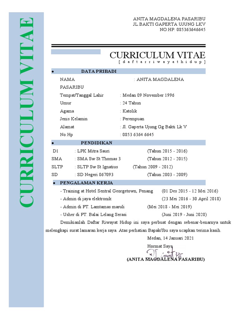 CV Anita (Terbaru 2021) | PDF