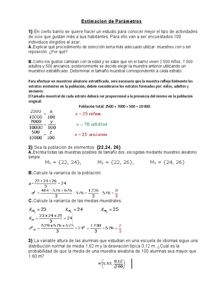 Ejercicios Estimacion de Parámetros | PDF | Intervalo de confianza | Muestreo (Estadísticas)