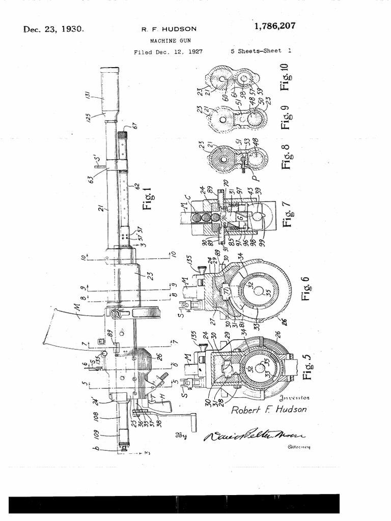 Machine Gun Patent 1786,207 Overview | PDF | Gun Barrel | Machine Gun