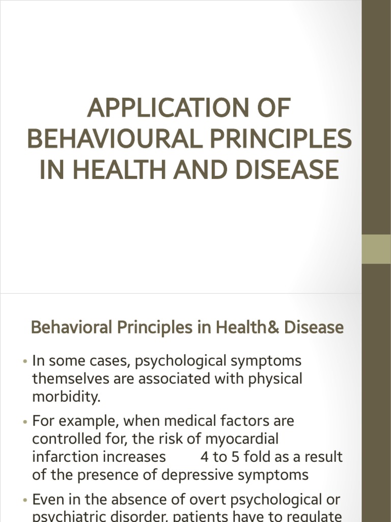 Application of Behavioural Principles in Health Disease | PDF | Mental ...
