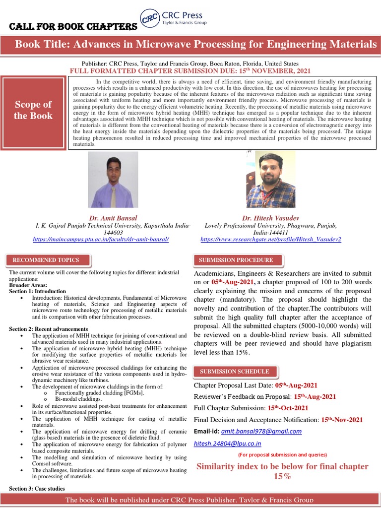 Poster-Call For Book Chapters-1 | Download Free PDF | Microwave ...