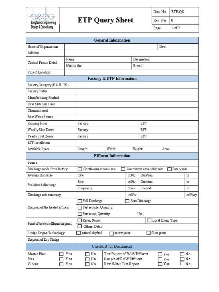 ETP Query Sheet: General Information | PDF | Chemistry | Materials