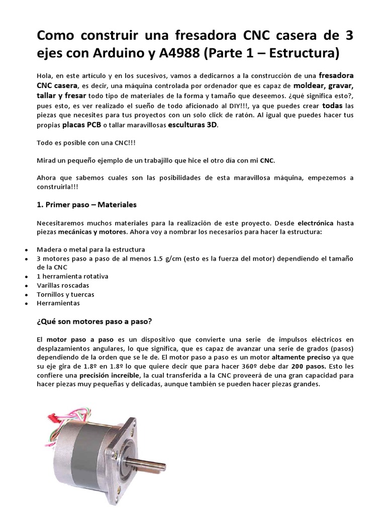 Como Construir Una Fresadora Cnc Casera De 3 Ejes Con Arduino Y A4988 Pdf Control Numerico 