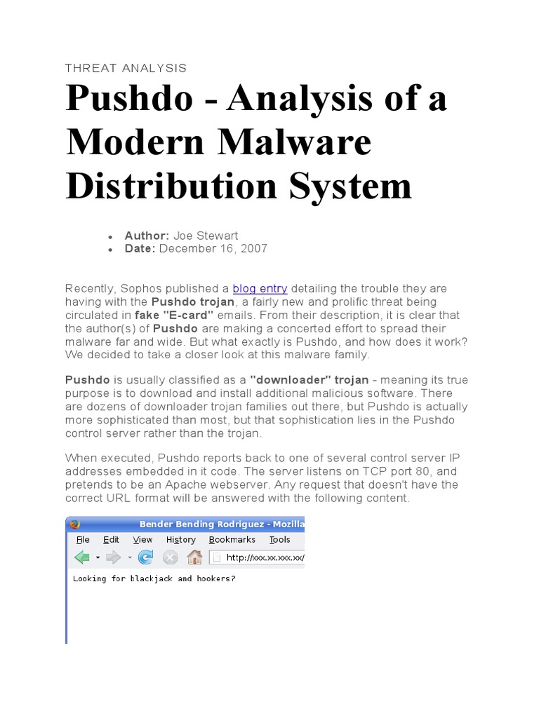 THREAT ANALYSIS Pushdo | PDF | Malware | Hypertext Transfer Protocol