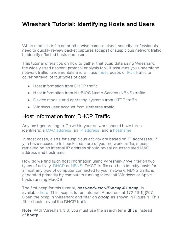 Wireshark Tutorial Identifying Hosts | PDF | Ip Address | Computer Network