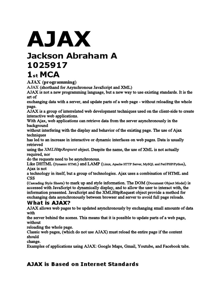 AJAX | PDF | Ajax (Programming) | Internet & Web