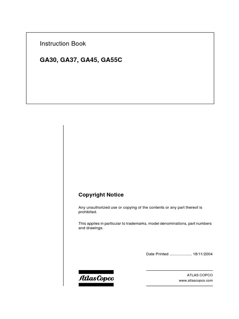 Atlas Copco GA 30-55C Instruction Book | PDF | Computers